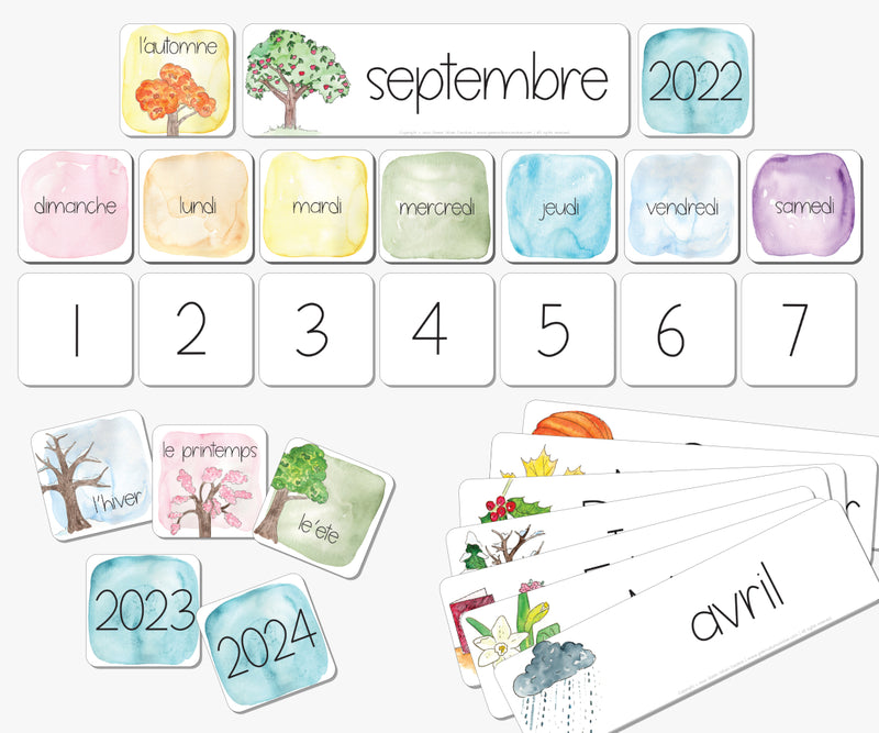 FRENCH Classroom Calendar Printable - Green Urban Creative