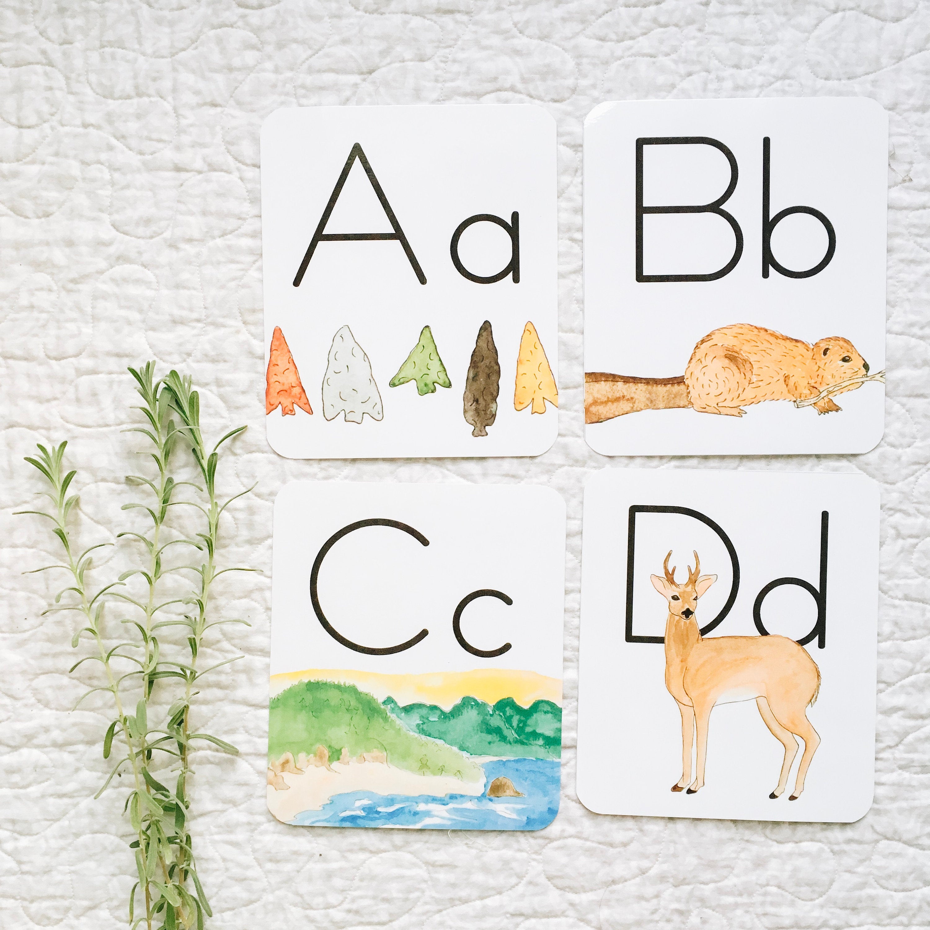 Watercolor Nature Alphabet Banner Classroom Decor - Green Urban Creative