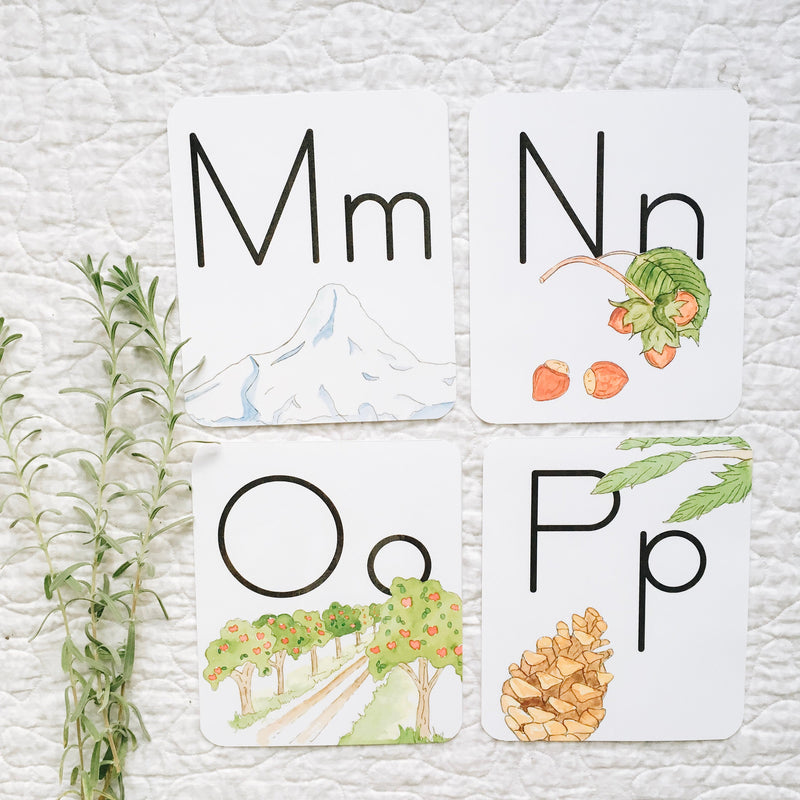 Watercolor Nature Alphabet Banner Classroom Decor - Green Urban Creative