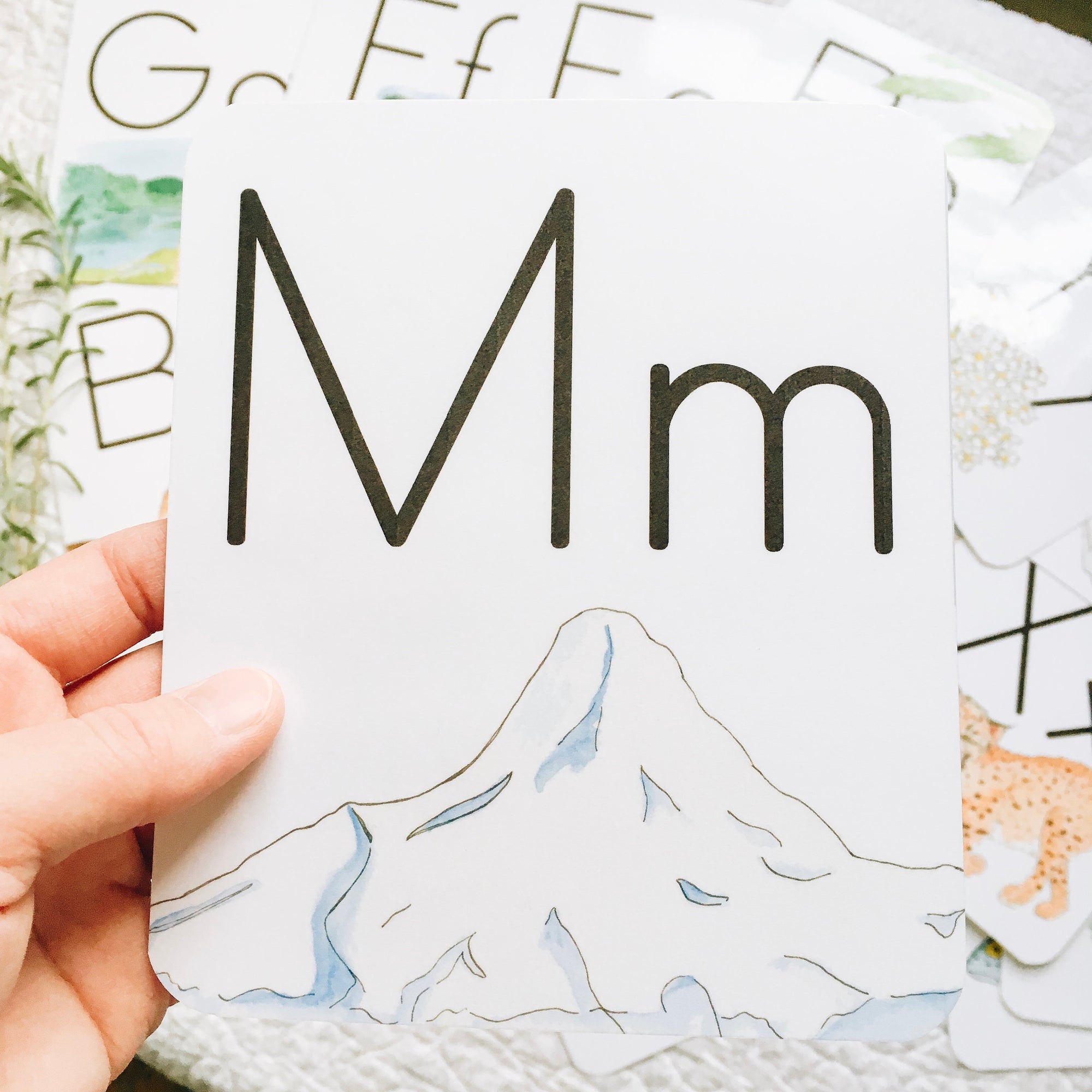 Watercolor Nature Alphabet Banner Classroom Decor - Green Urban Creative