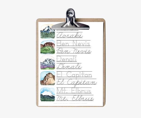 Mountains of the World | Printable - Green Urban Creative