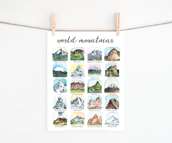 Mountains of the World | Printable - Green Urban Creative