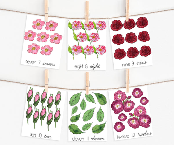 Rose Counting Cards - Green Urban Creative