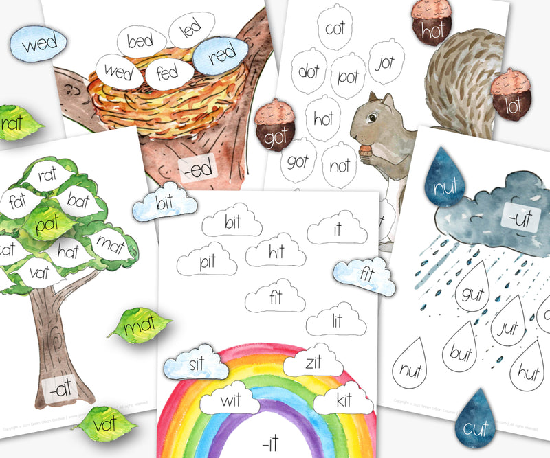 Short Vowel CVC Word Families Activities - Green Urban Creative